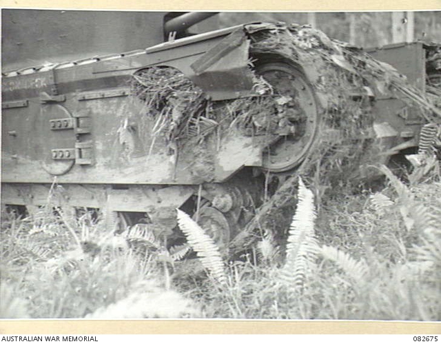 MADANG, NEW GUINEA. 1944-10-12. THE FRONT VIEW OF A CHURCHILL VII TANK ...