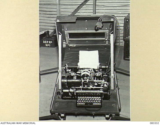 BALCOMBE, VIC. 1944-11-28. THE 7B W.D. TELEPRINTER USED BY THE FIELD ...