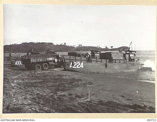 AITAPE, NEW GUINEA. 1944-11-22. A THREE TON TRUCK MOVING TO A LANDING ...