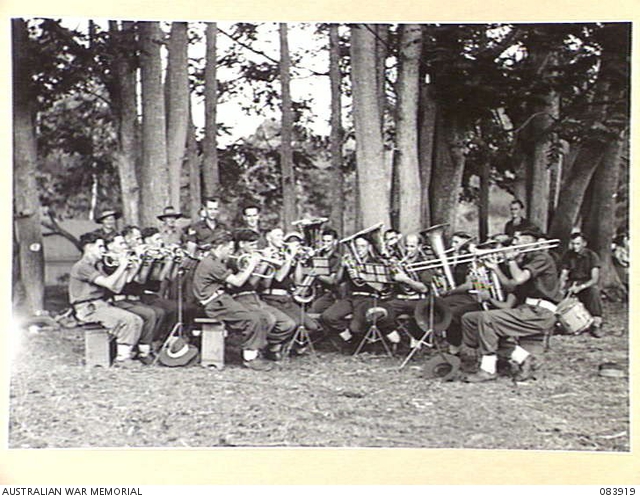 BARRON RIVER, QUEENSLAND. 1944-12-10. THE 57/60 INFANTRY BATTALION BAND ...
