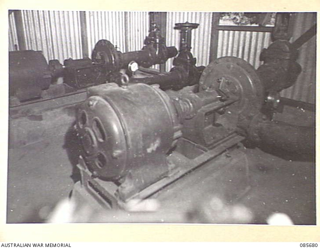 DARWIN, AUSTRALIA. 1945-01-24. THE INTERIOR OF ONE OF THE TWO BOOSTER ...