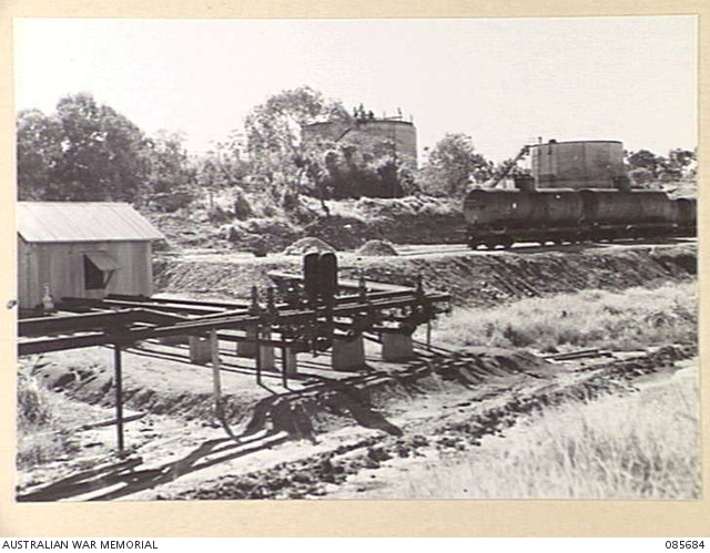 DARWIN, AUSTRALIA. 1945-01-24. THE PIPE LINES FROM THE WHARF TO ...