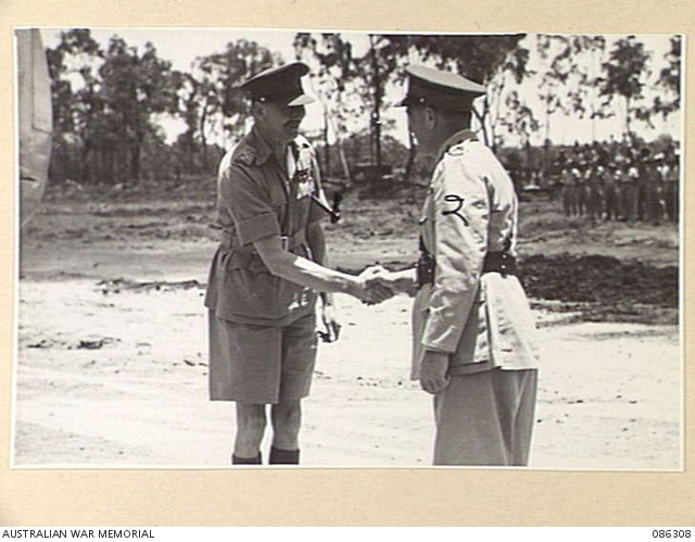 MAREEBA, QLD. 1945-02-12. LIEUTENANT GENERAL SIR LESLIE J MORSHEAD, (2 ...