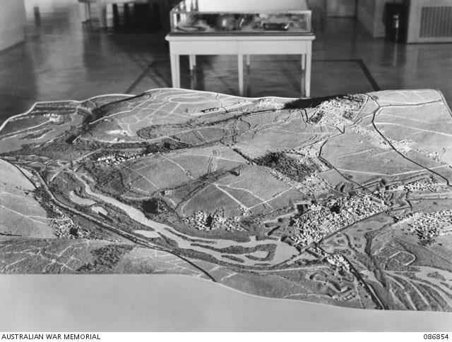 CANBERRA, ACT. 1944-07-12. A MODEL DEPICTING MONT ST QUENTIN AND ...