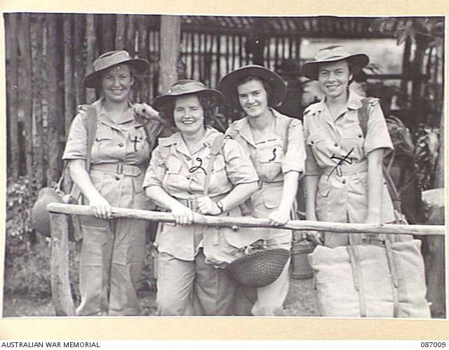 BRISBANE, QLD. 1945-02-21. MEMBERS OF THE AUSTRALIAN ARMY MEDICAL WOMEN ...
