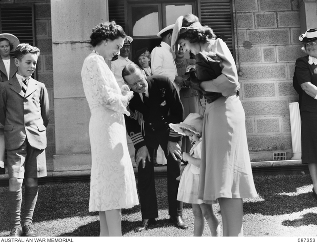 SYDNEY, NSW. 1945-03-12. THE DUCHESS OF GLOUCESTER, (1), WITH MRS G.B ...