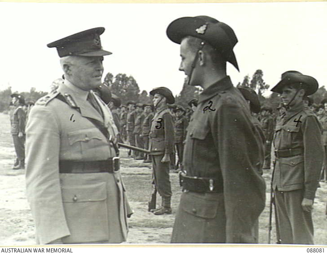 GLENFIELD, SYDNEY, NEW SOUTH WALES. 1945-04-05. MAJOR GENERAL E.C.P ...