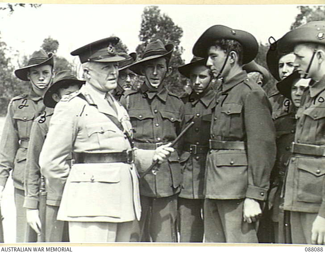 GLENFIELD, SYDNEY, NEW SOUTH WALES. 1945-04-05. MAJOR GENERAL E.C.P ...