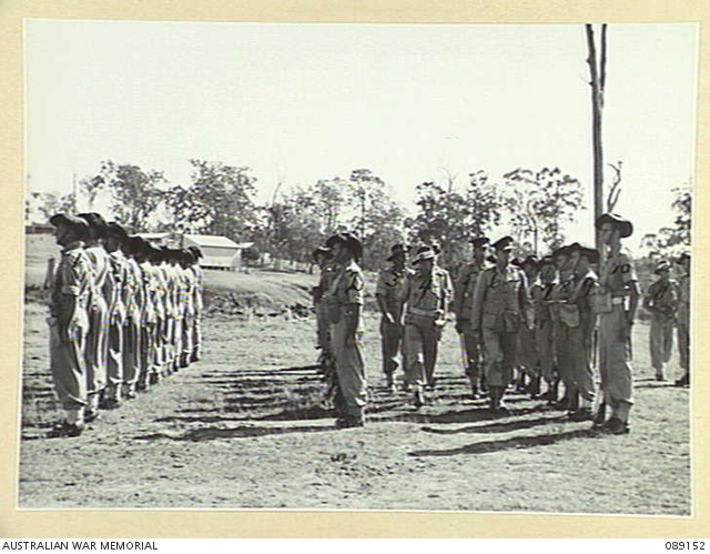 Strathpine, Qld. 1945-05-03. Brigadier H Wrigley, Commander 1 Base Sub ...