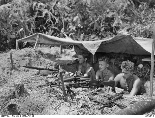 TARAKAN, BORNEO, 1945-05-13. TROOPER G.A. MCGOWAN, (1), WITH TROOPER P ...
