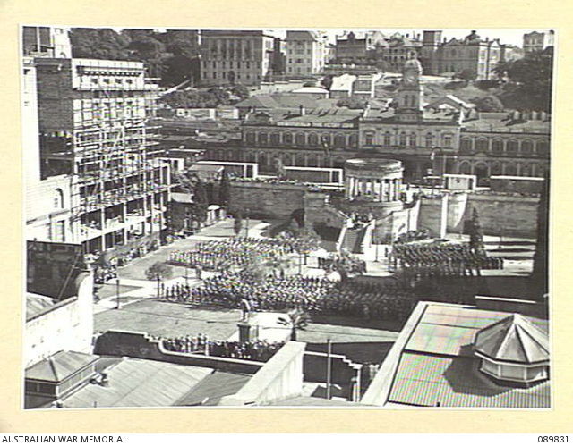 BRISBANE, QLD. 1945-05-13. CIVILIANS AND PERSONNEL REPRESENTING ALL THE ...