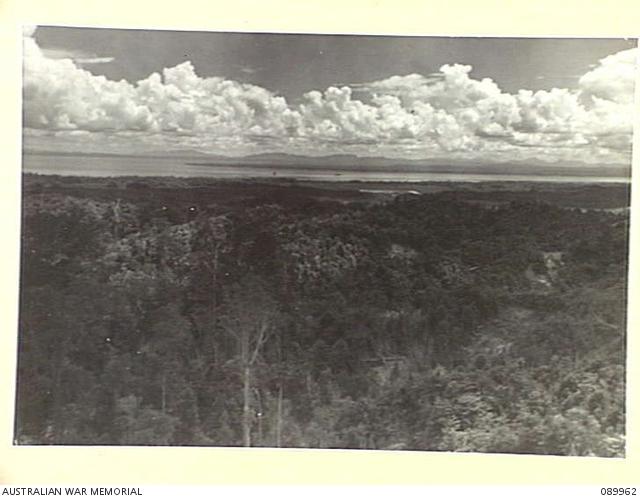 TARAKAN ISLAND, BORNEO. 1945-05-19. THE VIEW FROM ELBOW HILL OCCUPIED BY C COMPANY, 2/23 ...