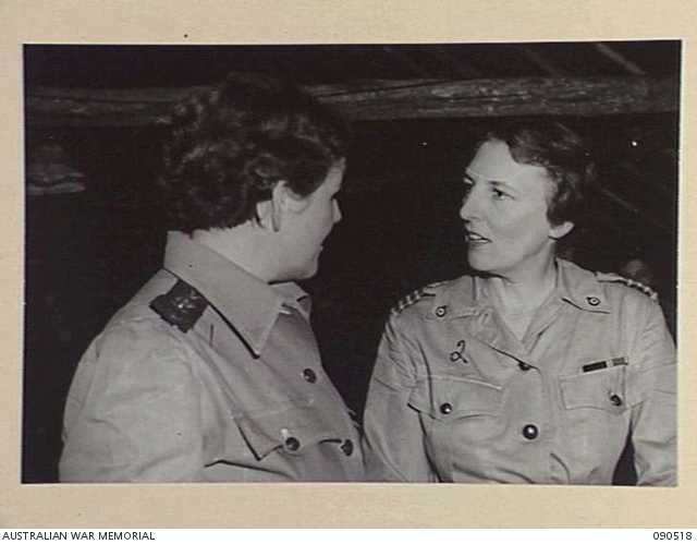 LAE, NEW GUINEA. 1945-03-26. LADY WAKEHURST (2), WITH SISTER H.B. WRAY ...
