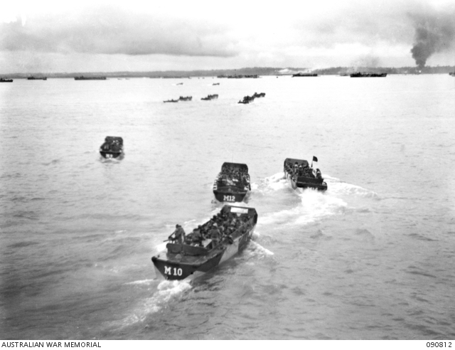 TARAKAN. 1945-05-01. THE SECOND WAVE OF 2/48 INFANTRY BATTALION TROOPS ...