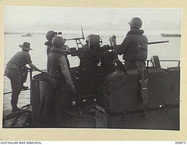 AT SEA, MOROTAI - TARAKAN. 1945-04-30. LANDING CRAFT VEHICLE-PERSONNEL ...