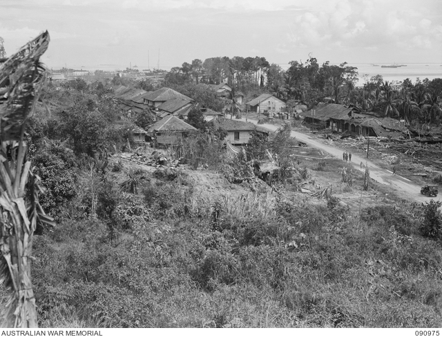 TARAKAN, BORNEO. 1945-05-04. TARAKAN WATERFRONT SHOWING SHIPPING ...