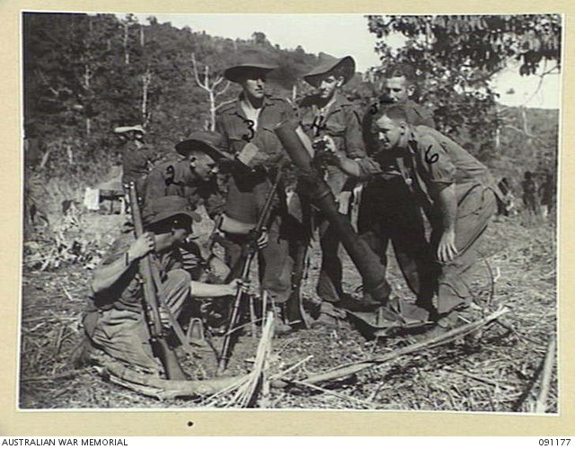 KARAWOP AREA, NEW GUINEA. 1945-04-20. MEMBERS OF 2/1 INFANTRY BATTALION ...