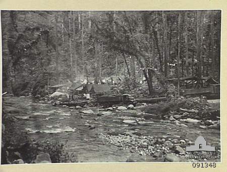 NUMA NUMA TRAIL, BOUGAINVILLE. 1945-04-25. THE ROAD HEAD AT THE FOOT OF ...