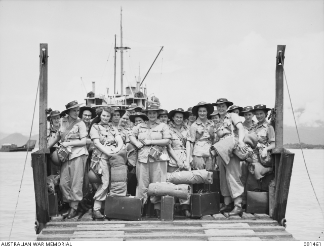 LAE, NEW GUINEA, 1945-05-07. AWAS PERSONNEL DISEMBARKING FROM THE MV ...