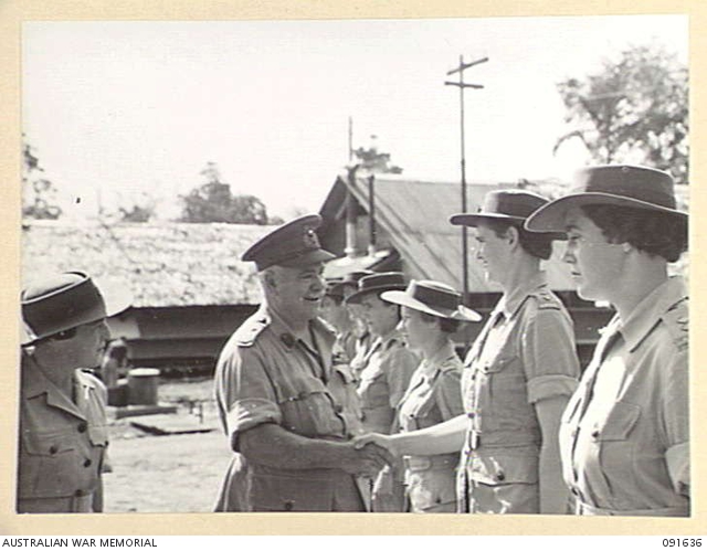 LAE, NEW GUINEA. 1945-05-11. GENERAL SIR THOMAS A. BLAMEY, COMMANDER-IN ...