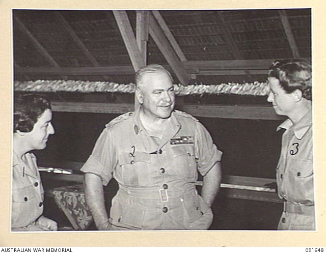 LAE, NEW GUINEA. 1945-05-11. GENERAL SIR THOMAS A. BLAMEY, COMMANDER-IN ...