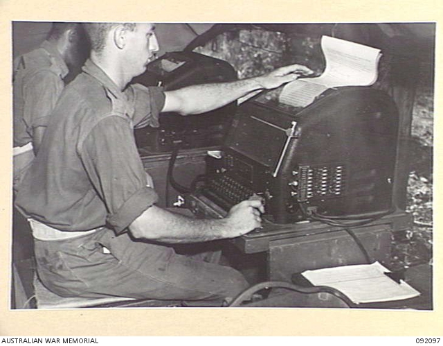 MOROTAI, 1945-05-15. SIGNALMAN M.J. NARGAR, TELEPRINTER OPERATOR (1 ...