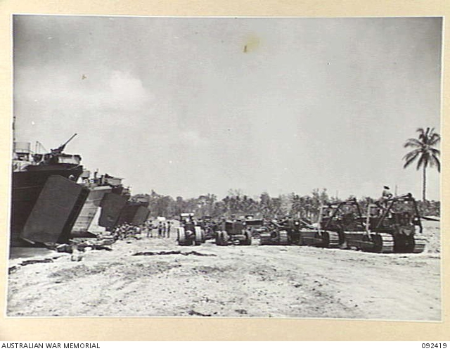 MOROTAI ISLAND, 1945-05-21. LANDING SHIP, TANK (LST) 699 AT BLUE BEACH ...
