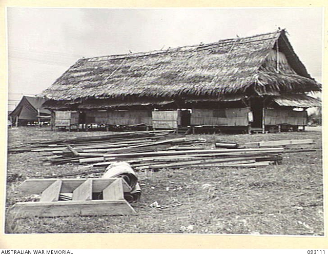 CAPE WOM, WEWAK AREA, NEW GUINEA, 1945-06-13. THE MESS HUT AND LIVING ...