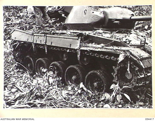 TOROKINA AREA, BOUGAINVILLE. 1945-07-28. AN M24 GENERAL CHAFFEE LIGHT ...