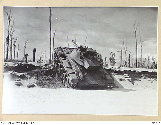 TOROKINA AREA, BOUGAINVILLE, 1945-08-06. AN M24 GENERAL CHAFFEE LIGHT ...