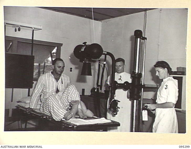 PALMALMAL PLANTATION, JACQUINOT BAY, NEW BRITAIN, 1945-08-14. A PATIENT ...