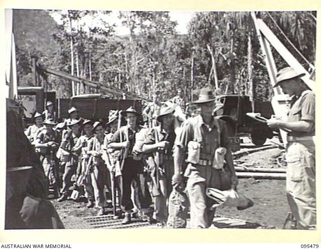 NANTAMBU, NEW BRITAIN, 1945-08-22. LIEUTENANT A.C. URQUHART, EMPLANING ...