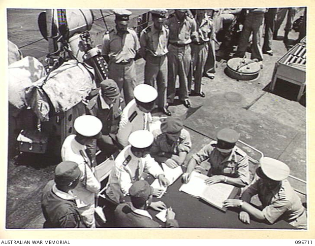 AT SEA OFF RABAUL, NEW BRITAIN. 1945-09-04. PRE- SURRENDER DISCUSSIONS ...
