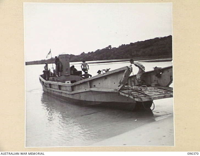 MUSCHU ISLAND, NEW GUINEA, 1945-09-09. A SURRENDERED JAPANESE BARGE ...