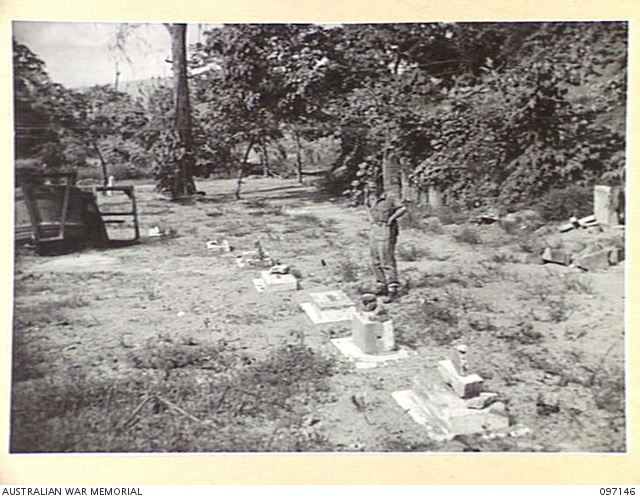 RABAUL, NEW BRITAIN. 1945-09-25. DESECRATED TOMBSTONES IN THE AIF ...