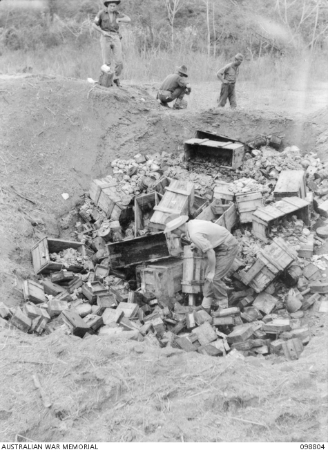 VULCAN, RABAUL AREA, NEW BRITAIN. 1945-11-14. AN AMMUNITION DUMP ...