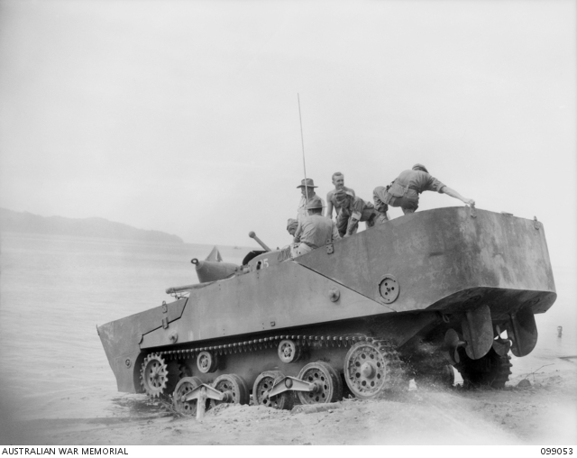 RABAUL, NEW BRITAIN. 1945-11-20. TYPE 2 AMPHIBIOUS JAPANESE TANK KA-MI ...