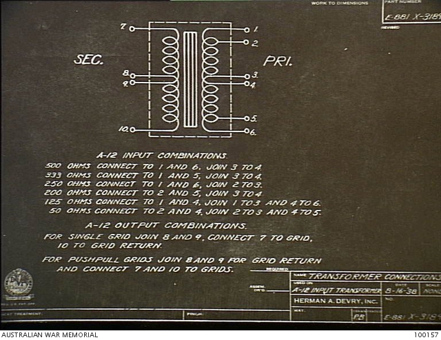 1938-08-16. A diagram showing the wiring for an A12 Input Transformer ...