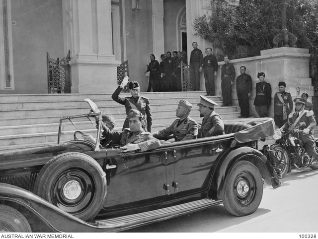 Benghazi, Libya. c. 1940. Benito Mussolini (1) and Marshall Balbo (2 ...
