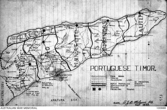 1942-09. A map of Portugese Timor drawn by Private P. J. B. Milsom ...