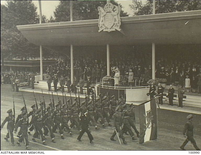 London, England. 1946-06-08. King George VI takes the salute as the ...