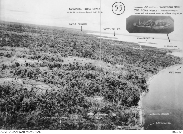 New Guinea. 1943-01-14. An aerial reconnaissance photograph of the ...