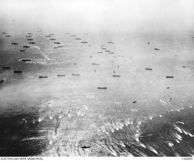 LEYTE, PHILIPPINE ISLANDS, 1944-10-20. LANDING CRAFT HEADING FOR THE ...