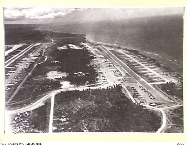 MOROTAI 1945-04. PART OF THE AIRFIELD SHOWING THE FIGHTER STRIP AND ...