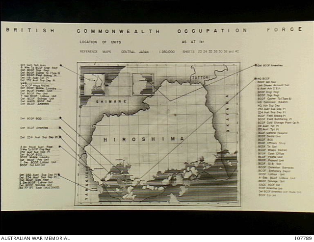 Plan showing the location of British Commonwealth Occupation Force ...