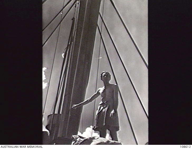 MOROTAI, 1945-05-31. SAPPER J. W. RODGERS, HATCHMAN, 3RD LANDING SHIP ...