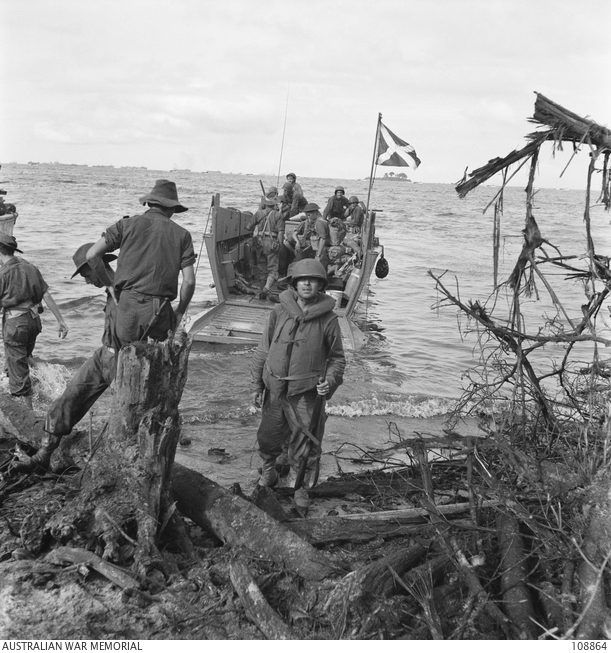 LABUAN, NORTH BORNEO, 1945-06-10. MEMBERS OF THE RAN BEACH LANDING ...