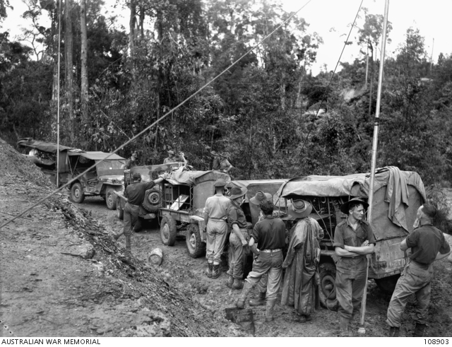 TARAKAN ISLAND, 1945-06-11. RAAF CONTROLLERS MANNING THEIR GROUND RADIO ...