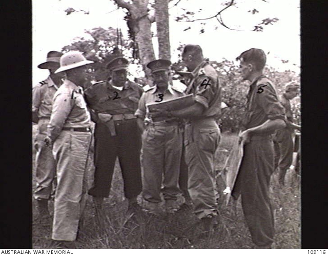 LABUAN ISLAND. 12 JUNE 1945. LIEUTENANT GENERAL SIR LESLIE J MORSHEAD ...