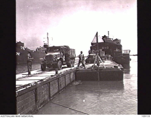 LABUAN ISLAND. 13 JUNE 1945. LANDING SHIP, TANK (LST) 590 IN THE ...